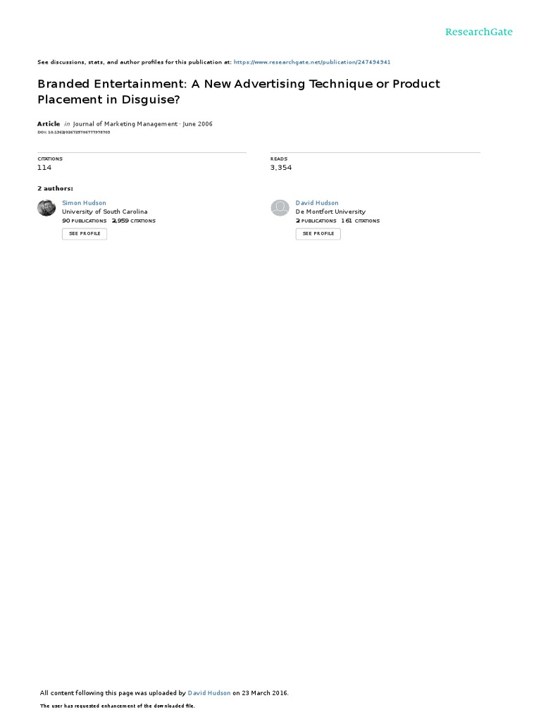 Branded Entertainment A New Advertising Technique | PDF