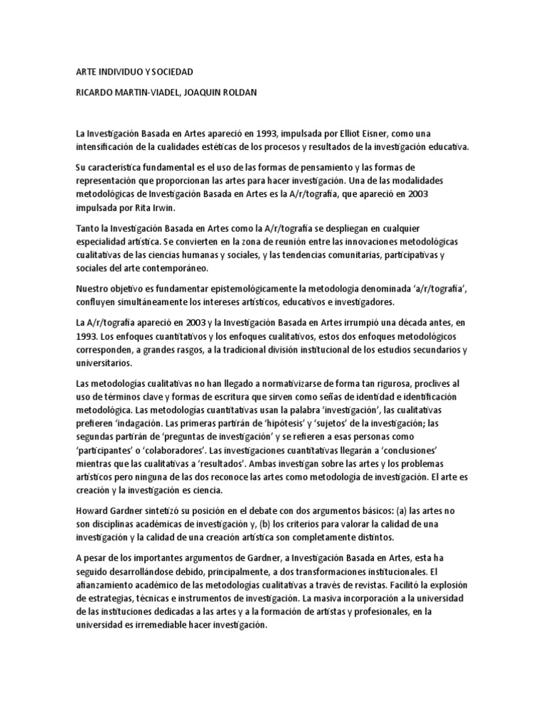 Arte Individuo y Sociedad | PDF