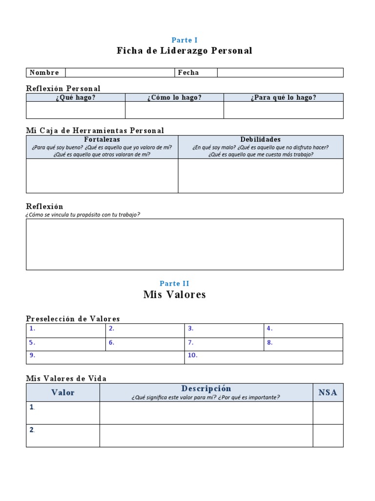 Ficha 1 - Liderazgo Personal | PDF