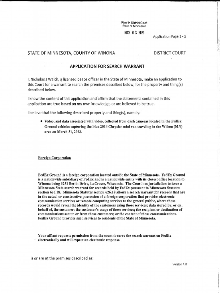 Application for Search Warrant | PDF | Search Warrant | Sheriffs In The ...