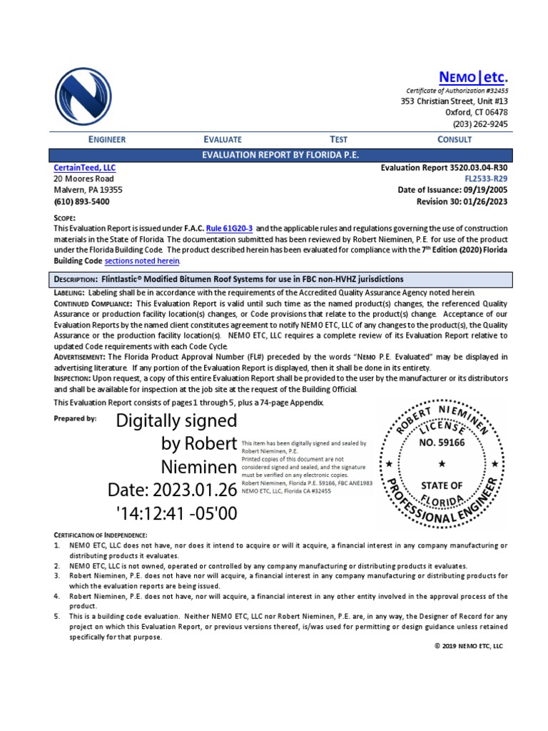 FL2533 R29 Ae 2023 01 26 Final Er Certainteed Modbit FL2533-R29 | PDF ...