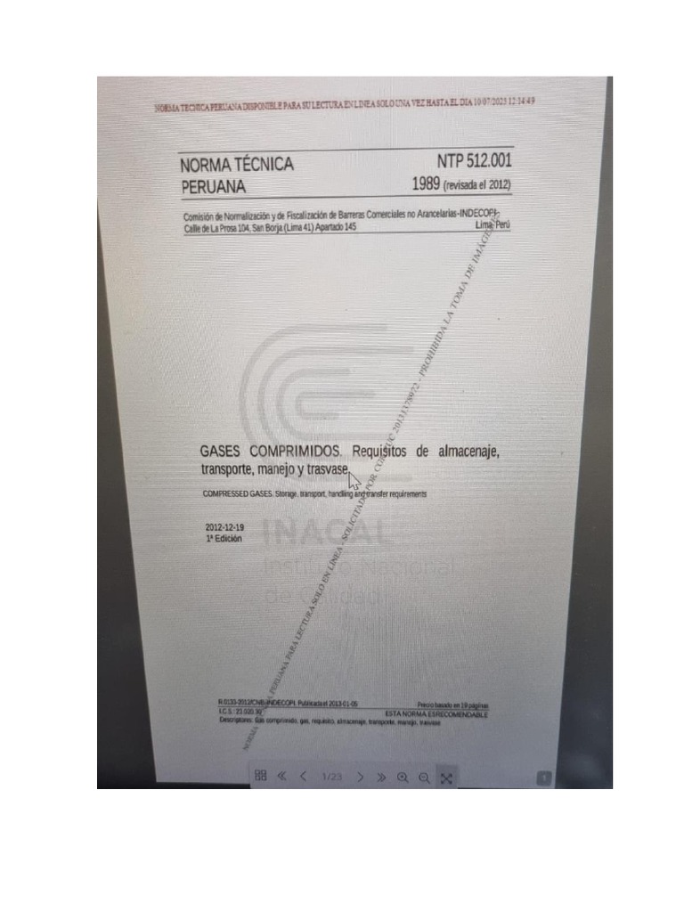 NTP 512 Gases Comprimidos | PDF