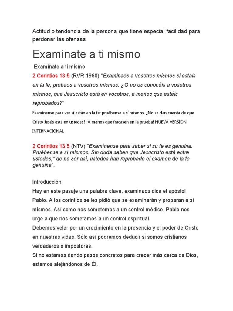 Examinate A Ti Mismo | PDF | Contenido bíblico