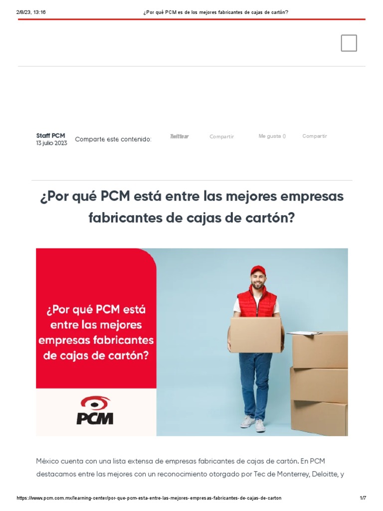 ¿Por Qué PCM Es de Los Mejores Fabricantes de Cajas de Cartón | PDF ...