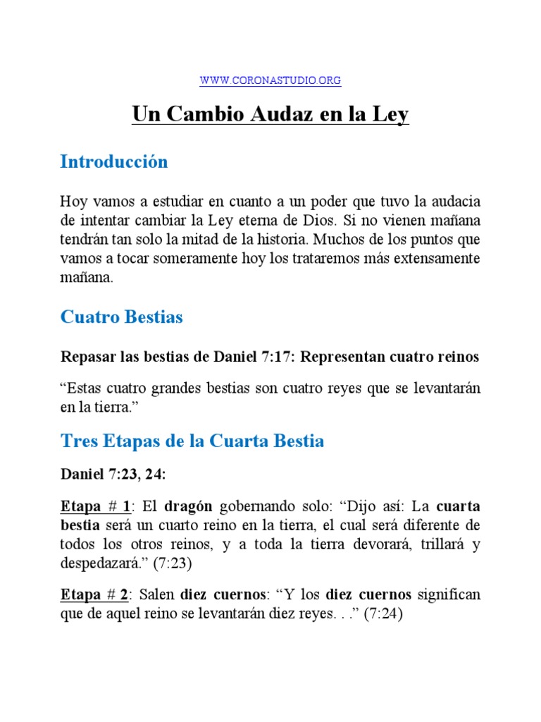 La Ley del Audaz en Daniel 7 | PDF | Papa | Shabat