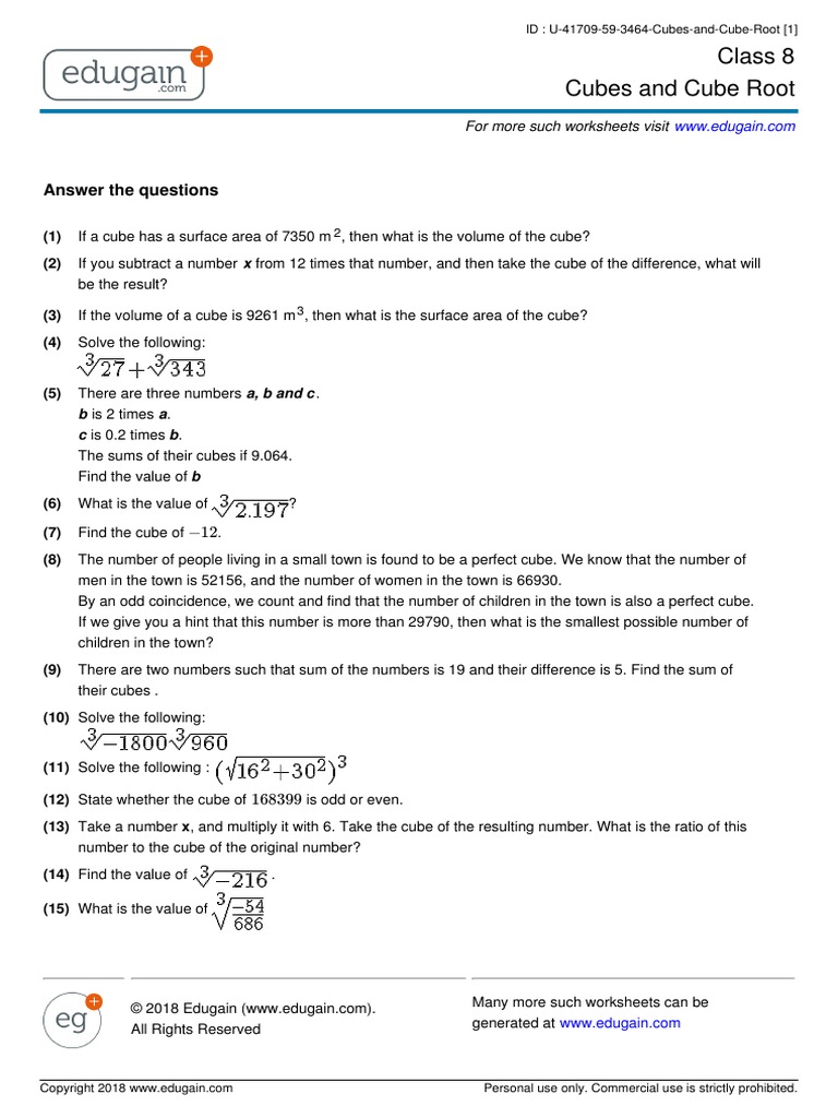 Cube Roots 1 | PDF | Science & Mathematics