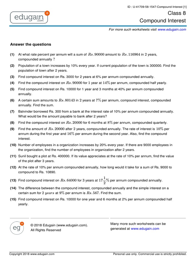 Compound Interest 1 | PDF | Compound Interest | Interest