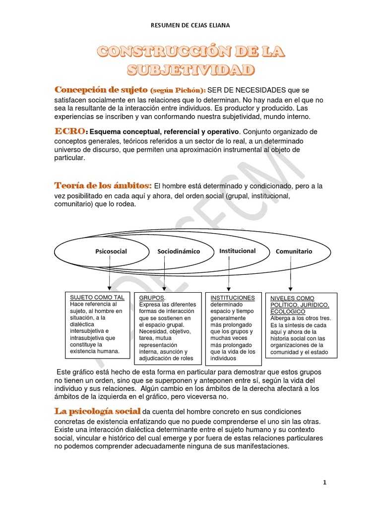 Construcción de La Subjetividad Resumen!! | PDF