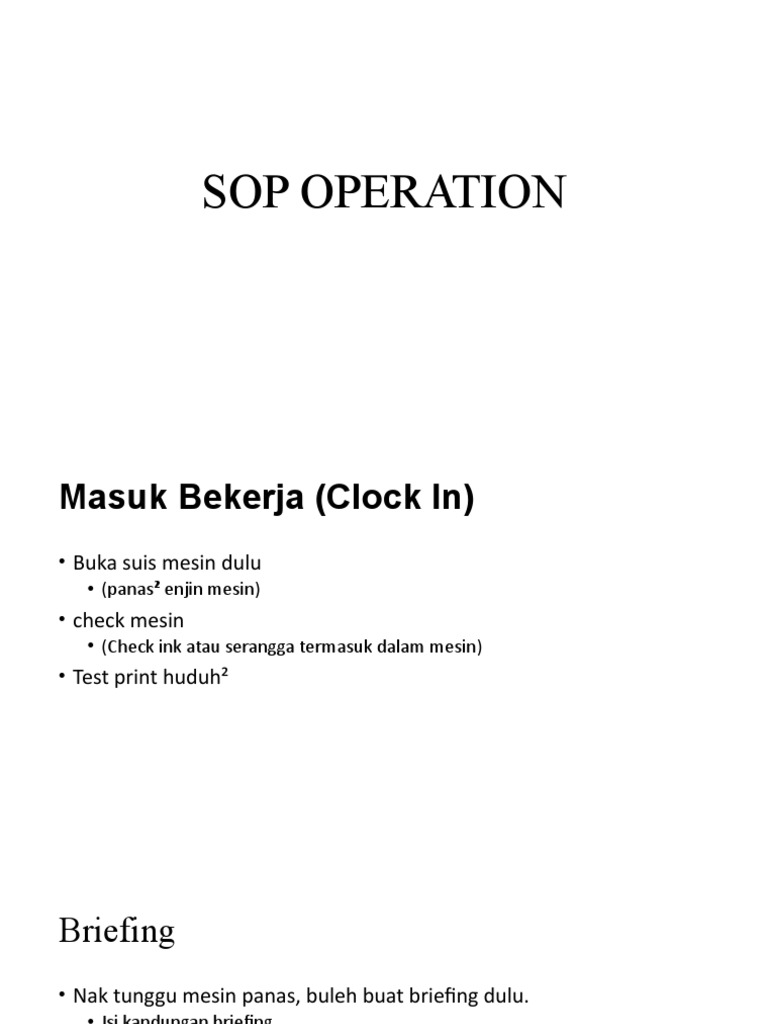 Sop Operation | PDF
