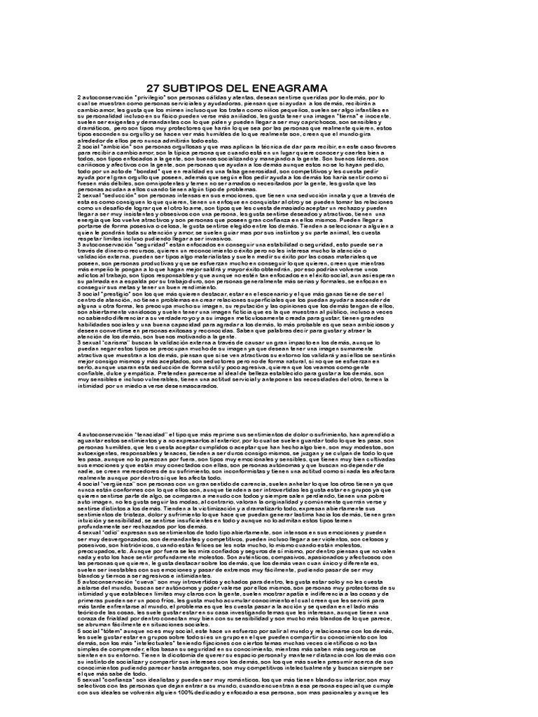 27 Subtipos del Eneagrama | PDF | Amor | Ira