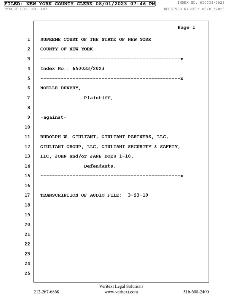 Noelle Dunphy V Rudolph W Giuliani Et Al EXHIBIT S 107 | PDF | Law Of ...