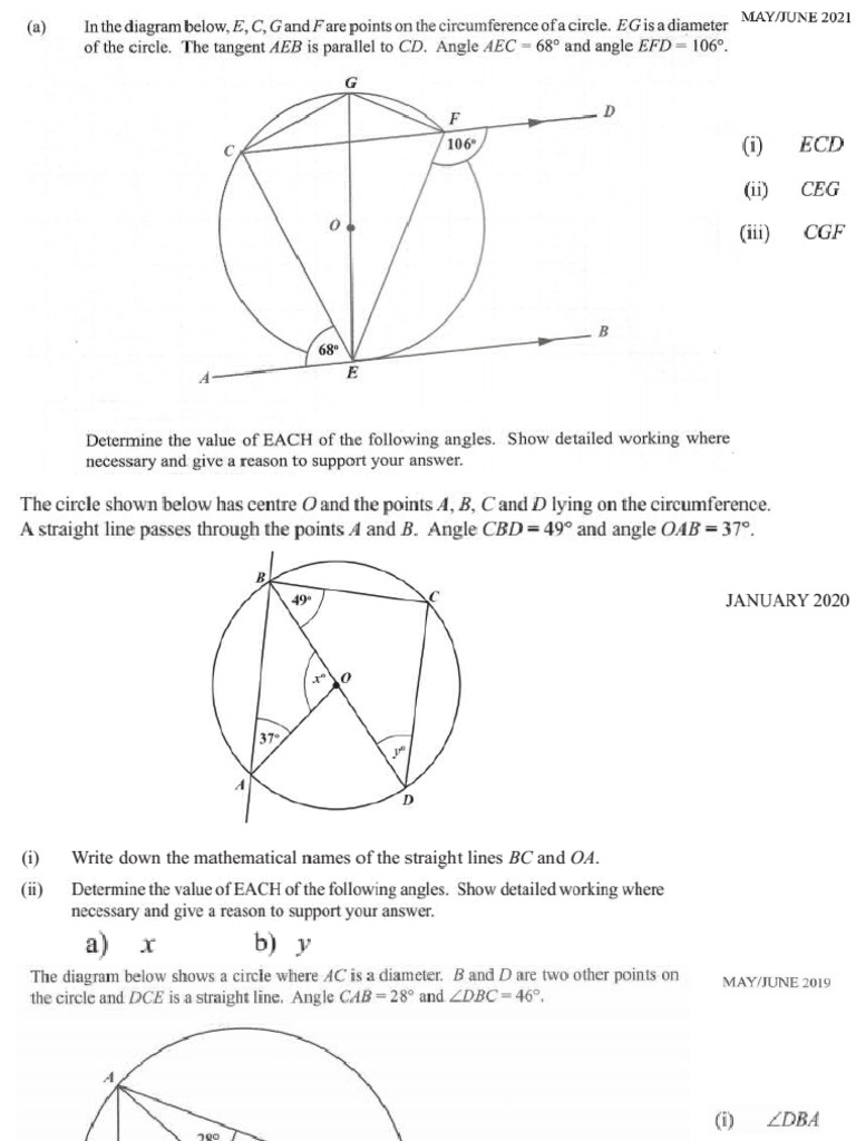 Circle Theorem Work Sheet | PDF