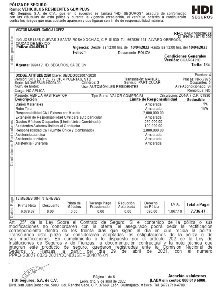 HDI Seguros | PDF | Póliza de seguros | Seguro