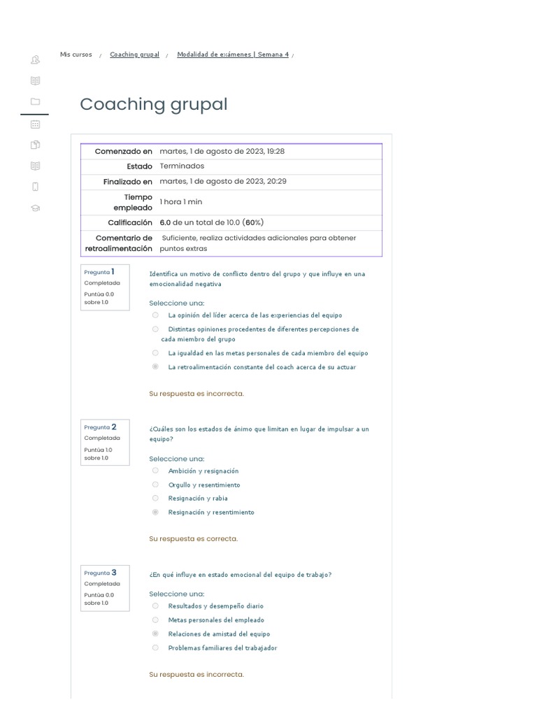 Coaching Grupal Semana 4 | PDF