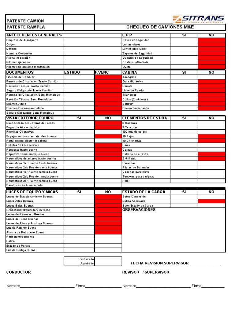 Checklist Camion Carga | PDF