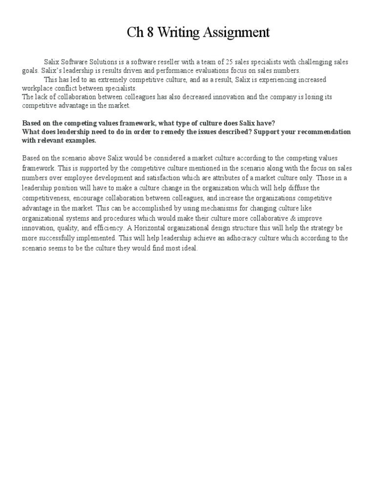 CH 8 Writing Assignment | PDF