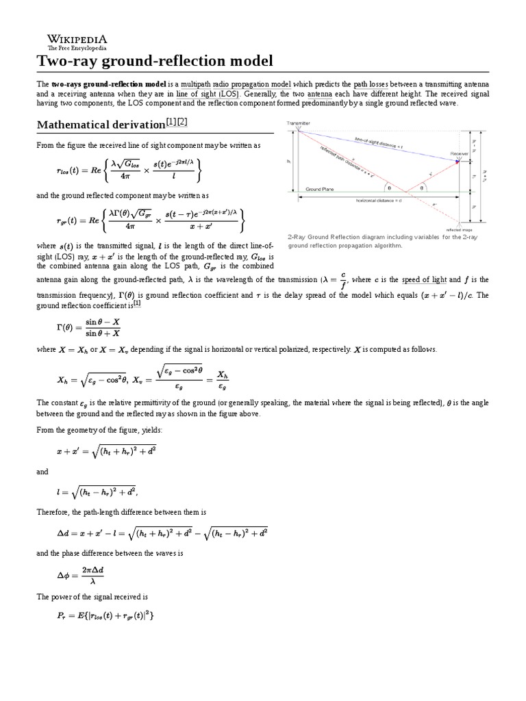 Two-Ray Ground-Reflection Model | PDF | Information And Communications Technology | Electronics