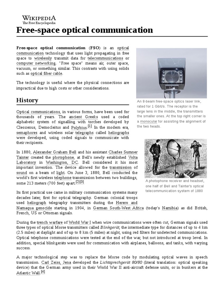 Free Space Optical Communication Pdf Computing Electrical Engineering