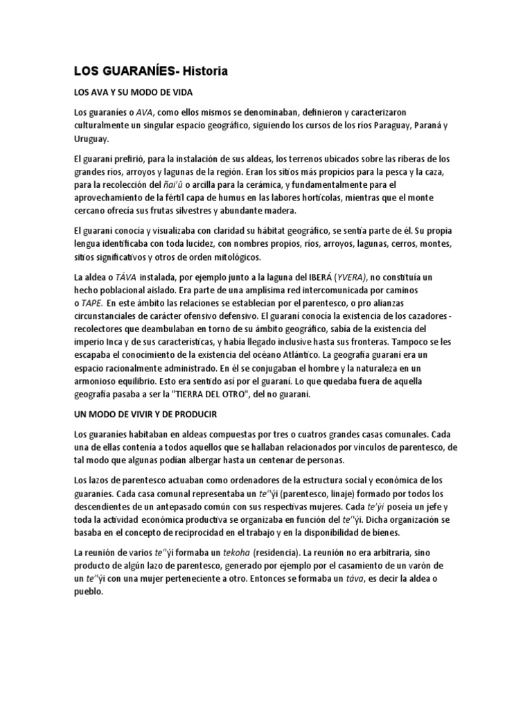 Material para Lectura - Historia de Los Guaranies. | PDF