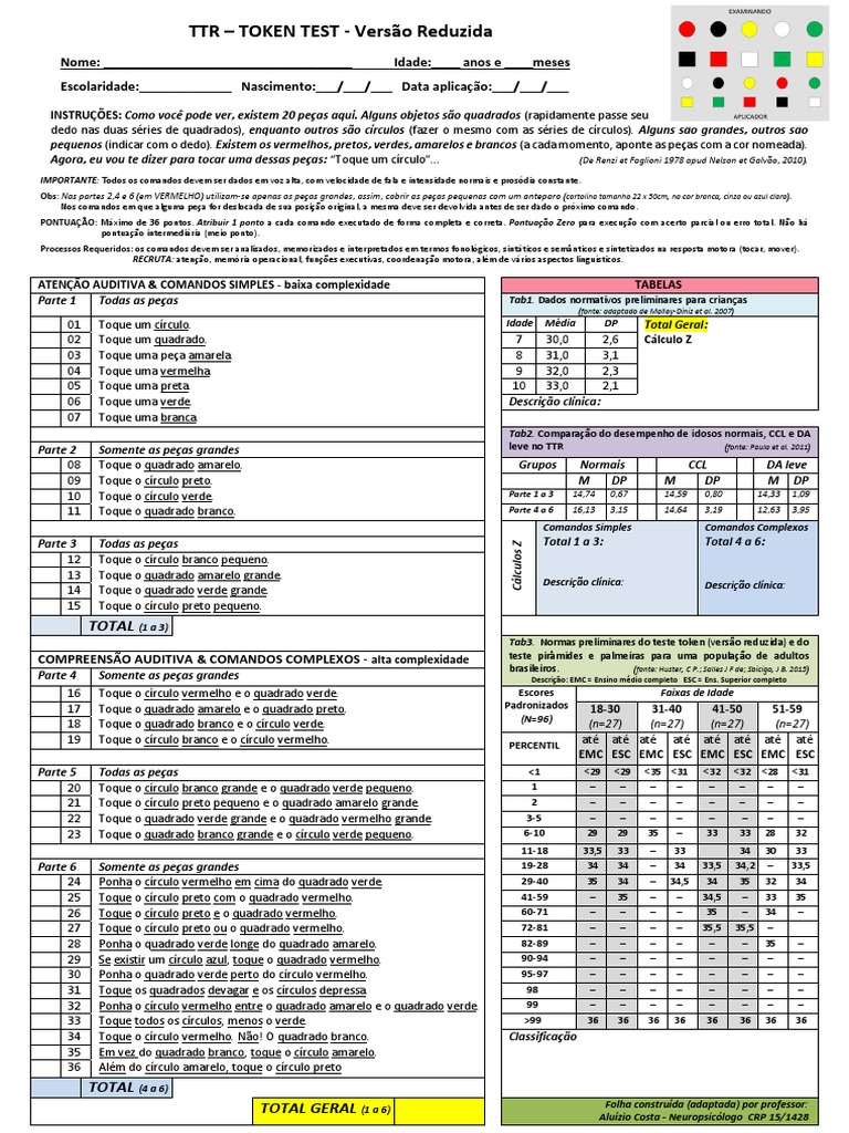 TOKEN TEST - Folha de Aplicação - Nova Versão-3 | PDF