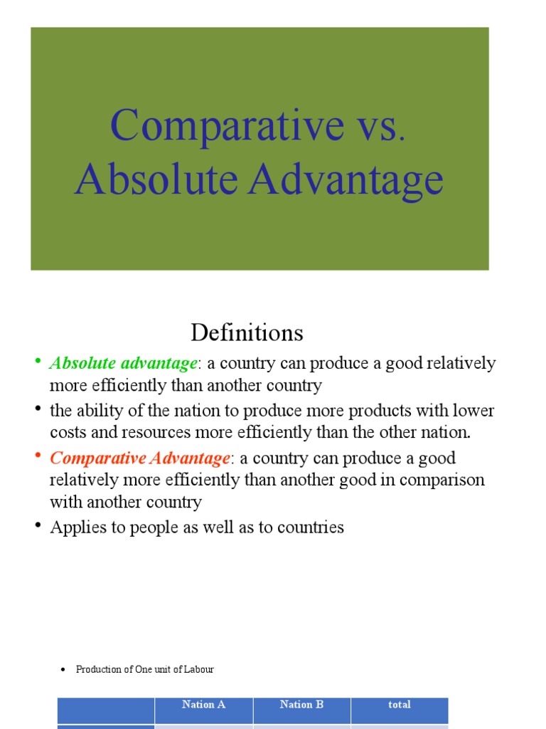 Comparative vs. Absolute Advantage | PDF | Technology & Engineering