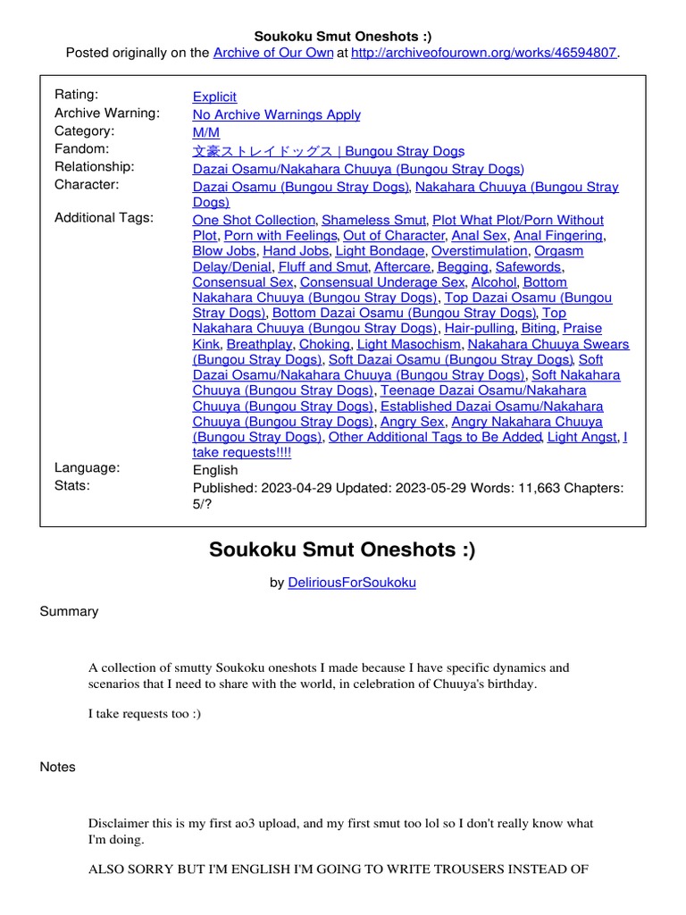 Soukoku Smut Oneshots | PDF
