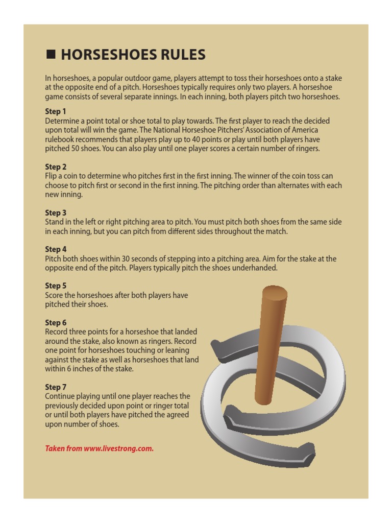Horseshoe Game Rules and Scoring Guide | PDF