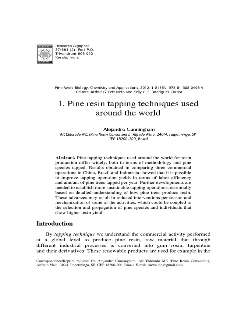 2012 Pine Resin Tapping Techniques | PDF