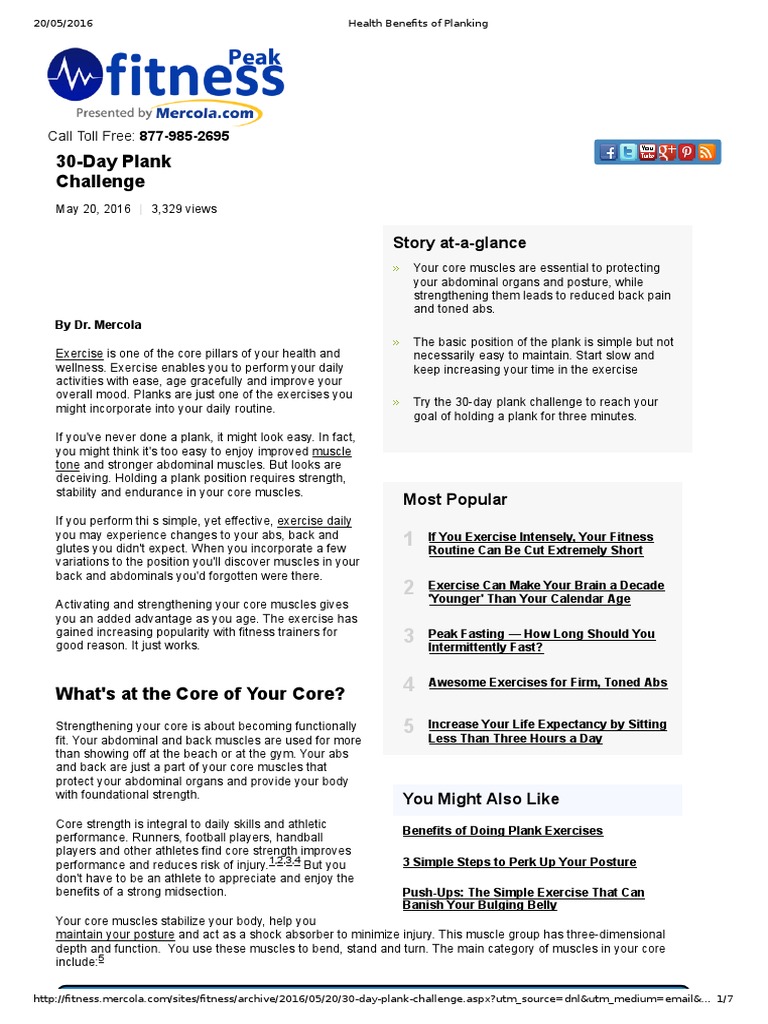 Health Benefits of Planking | PDF