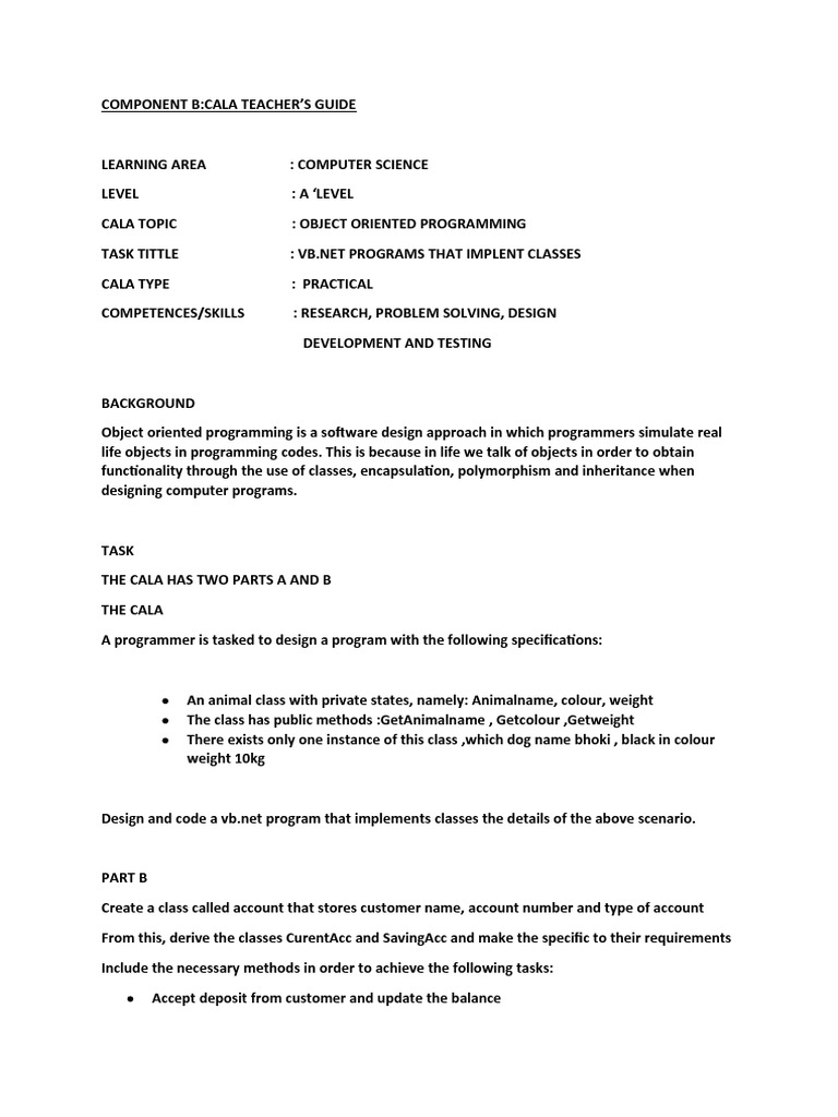 Component B Pdf Class Computer Programming Method Computer Programming