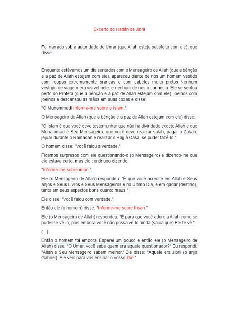 Excerto Do Hadith de Jibril | PDF