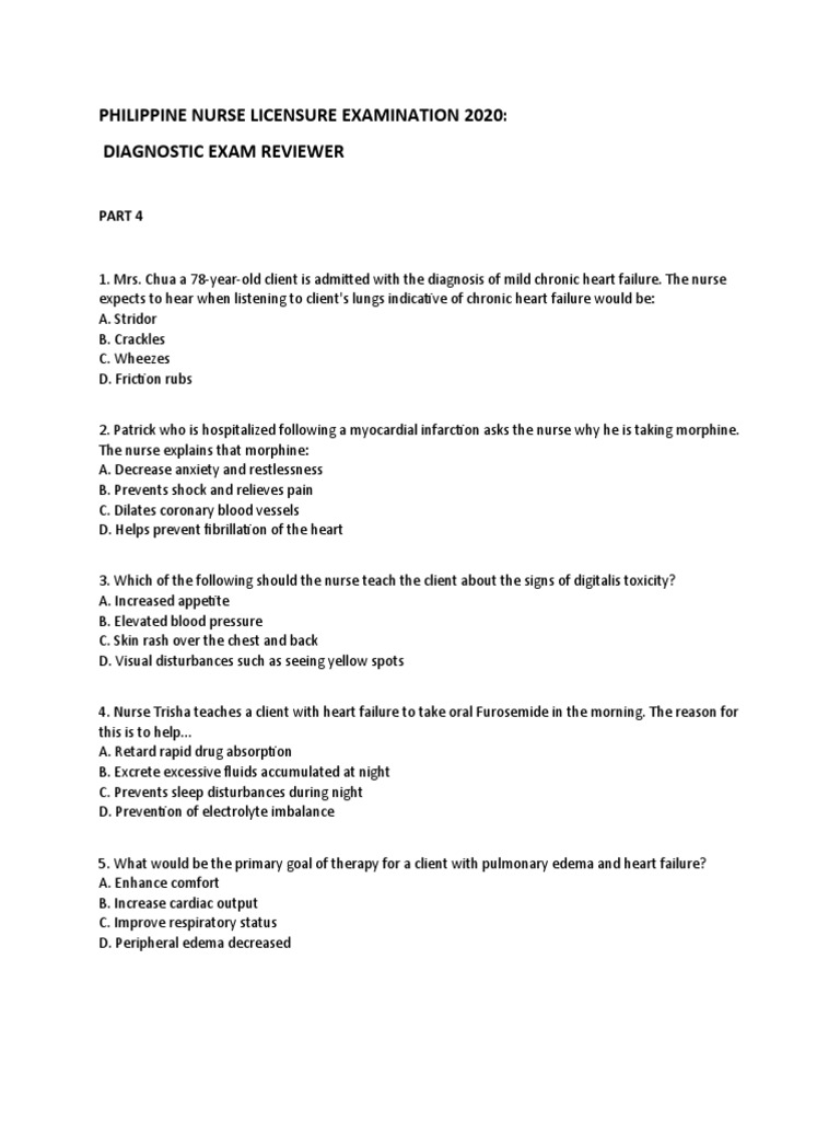 Philippine Nurse Licensure Examination 2020.docx 4 | PDF