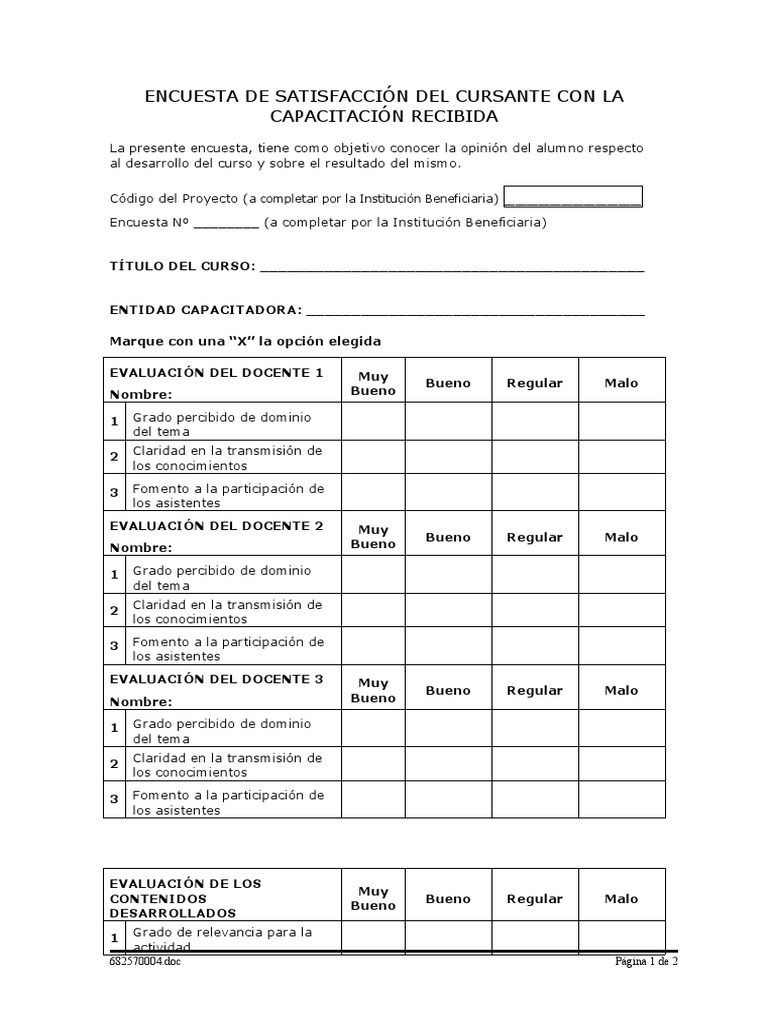 Encuesta de Satisfacción del Curso | PDF