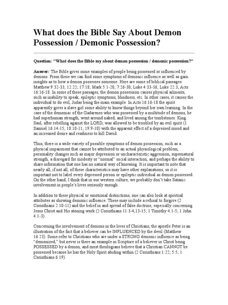 What Does the Bible Say About Demon Possession | Demonic Possession ...
