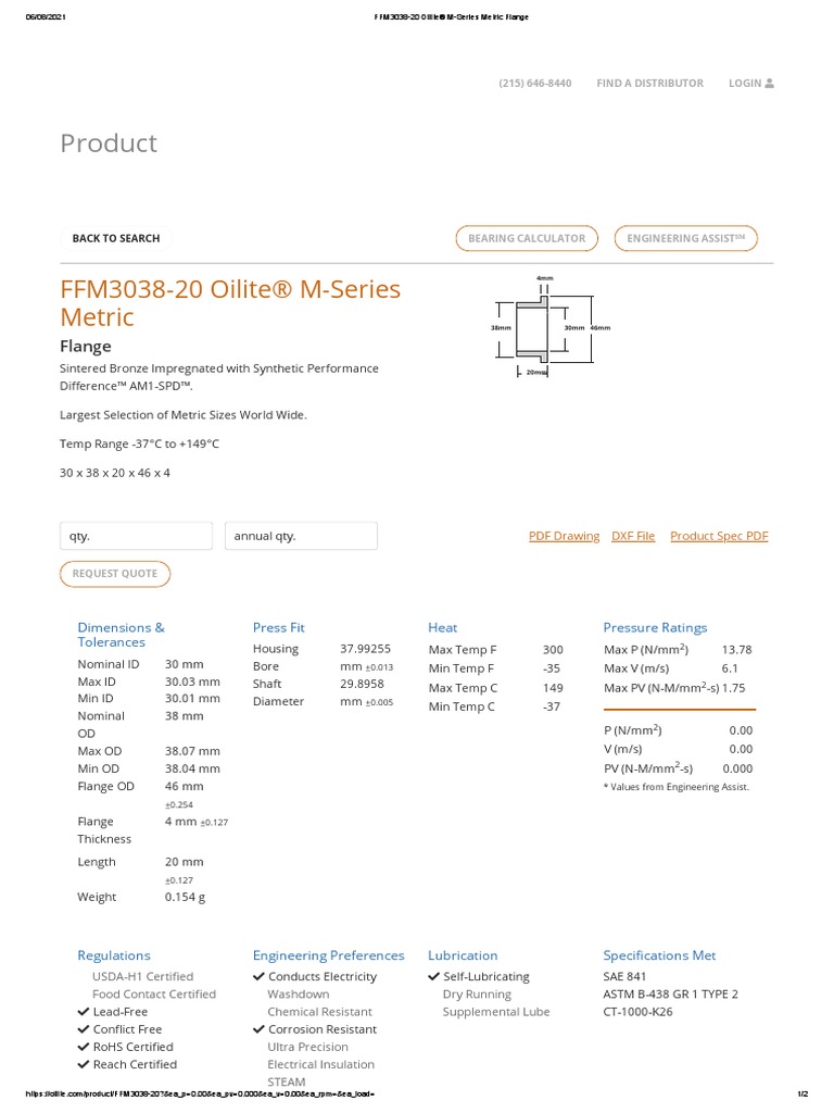 Bucha Flangeada Oilite FFM 30x38x20 | PDF | Materials | Mechanical ...