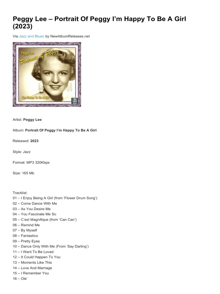 Peggy Lee – Portrait of Peggy I’m Happy to Be a Girl (2023) | PDF