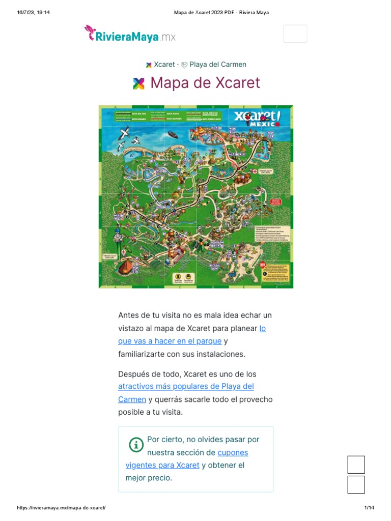 Mapa de Xcaret 2023 PDF - Riviera Maya | PDF