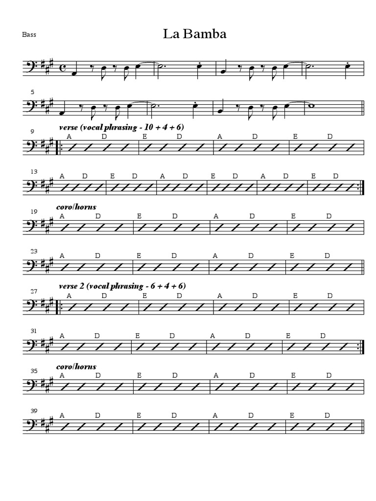 La Bamba - Bass | PDF