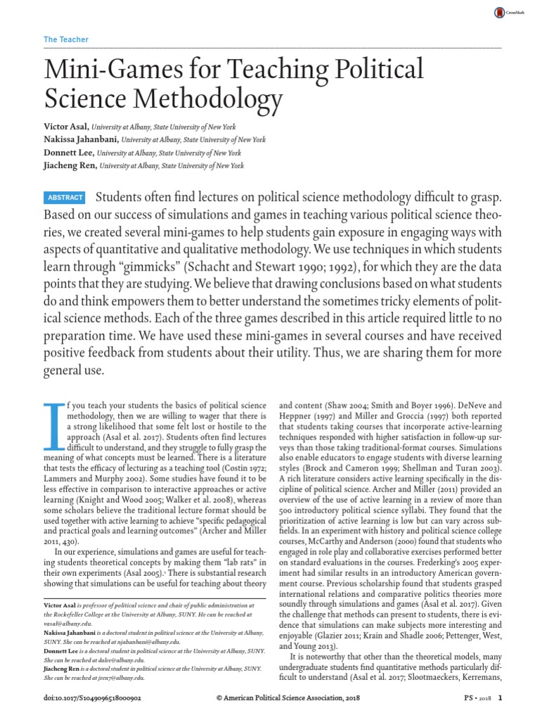 Asal - Mini Games For Teaching Political Science Methodology | PDF ...