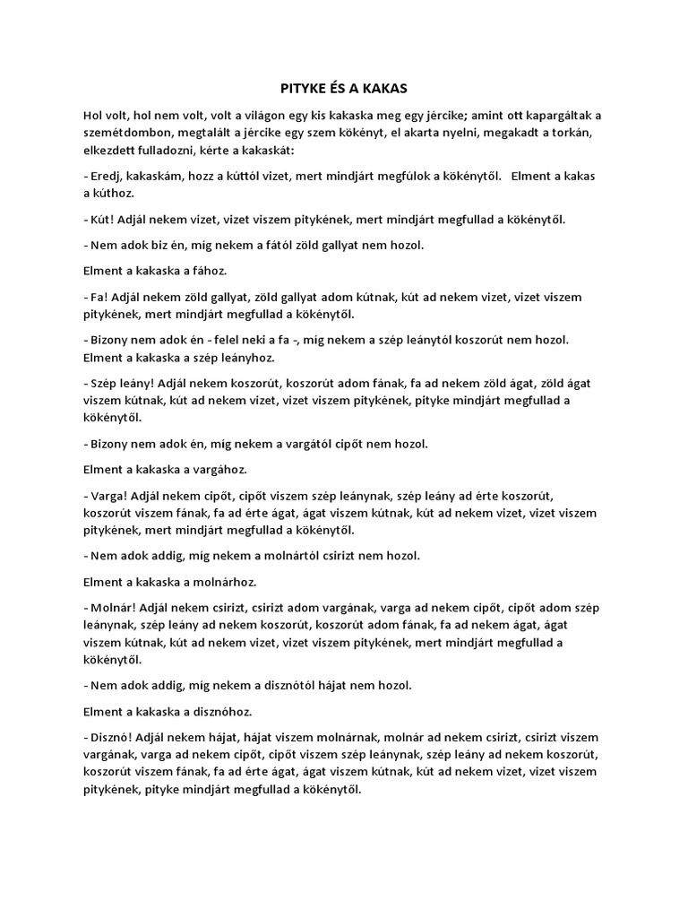 Pityke És A Kakas | PDF