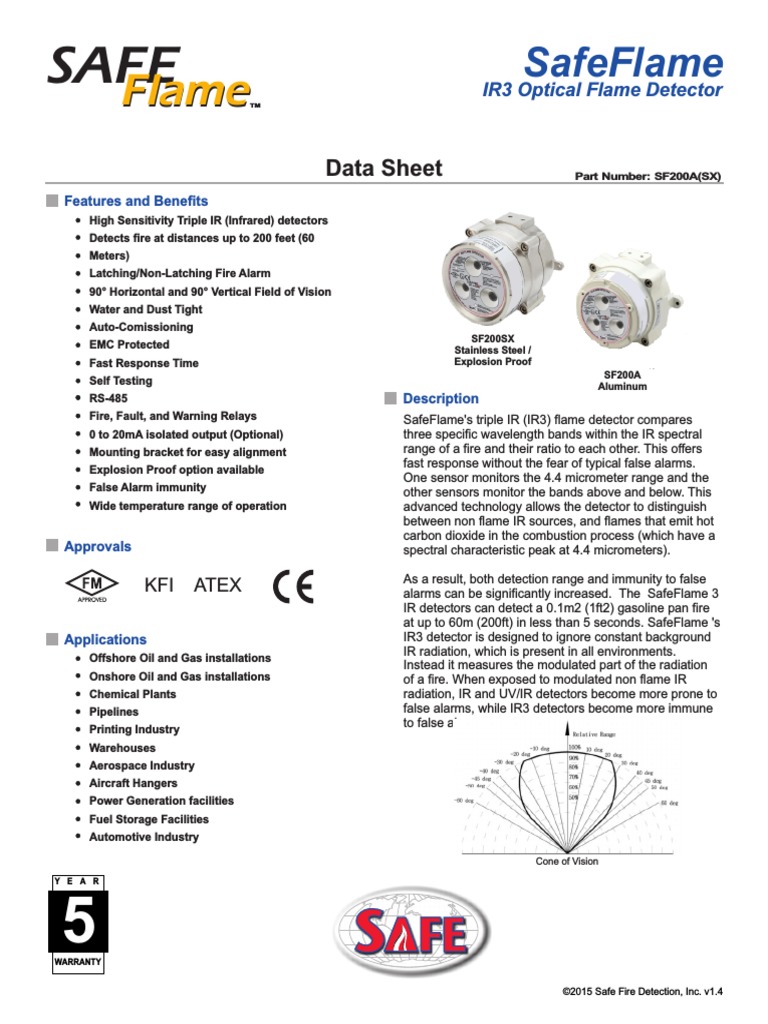 SafeFlame IR3 Flame Detector Datasheet | PDF | Infrared | Physical Sciences
