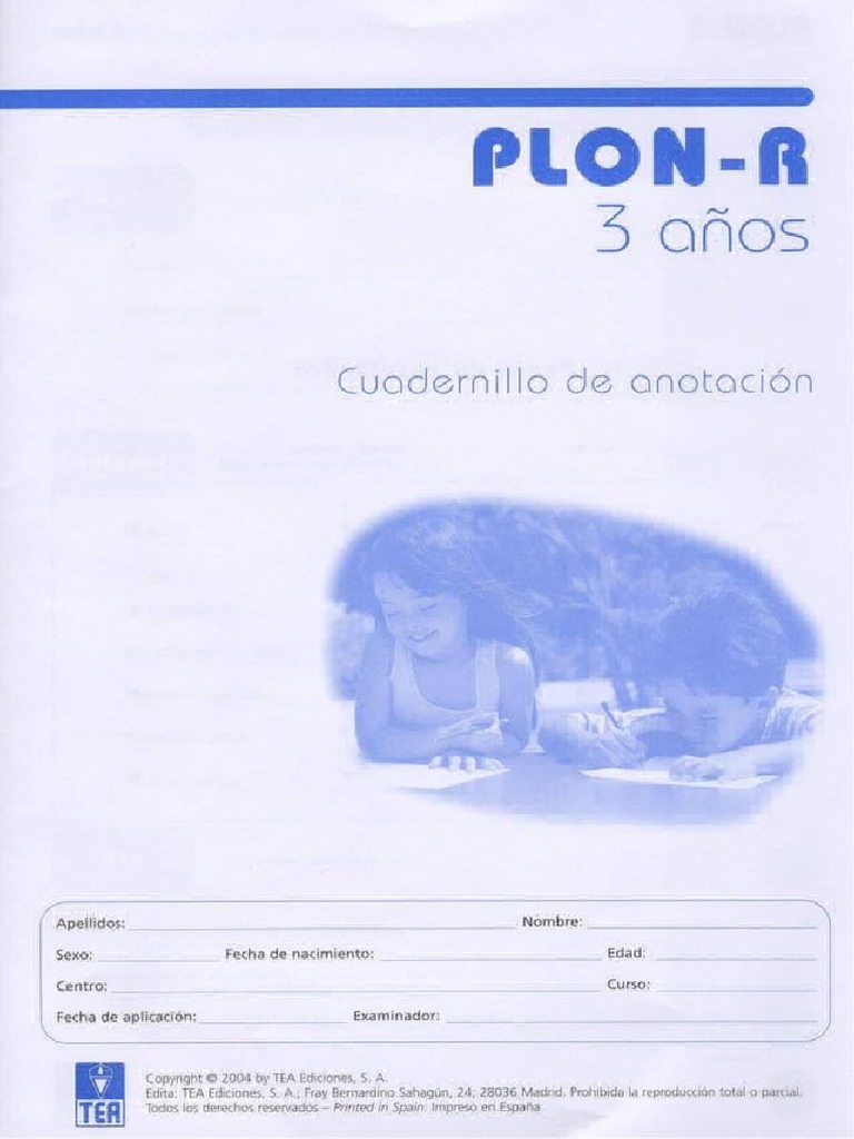Cuadernillos, Aplicación de Pron-R 3,4,5,6 Años | PDF