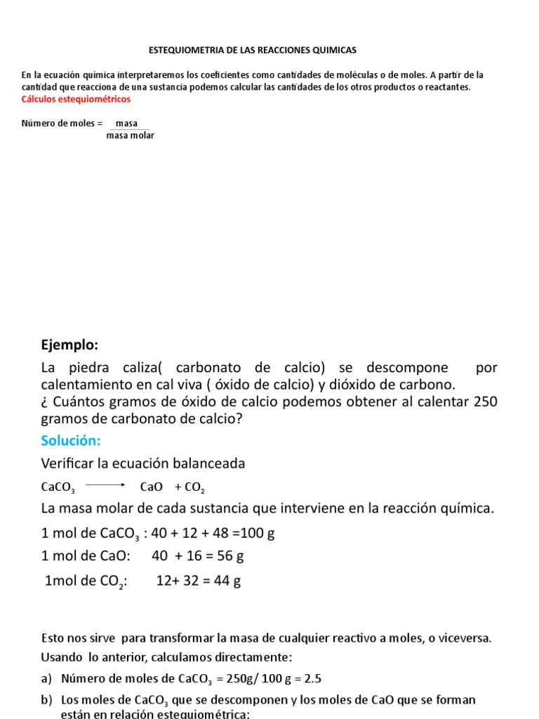Estequiometria de Las Reacciones Quimicas 3 | PDF | Estequiometría | Mole (Unidad)
