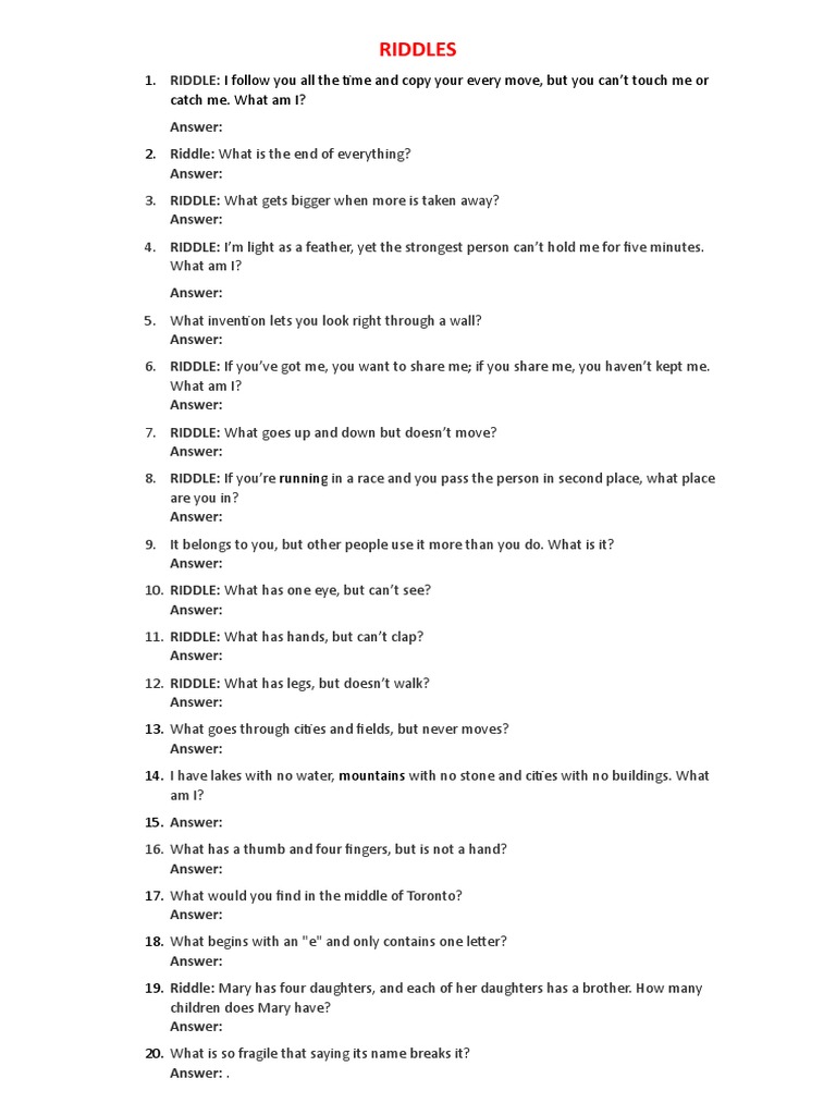 Riddles 2 | PDF | Language Arts & Discipline