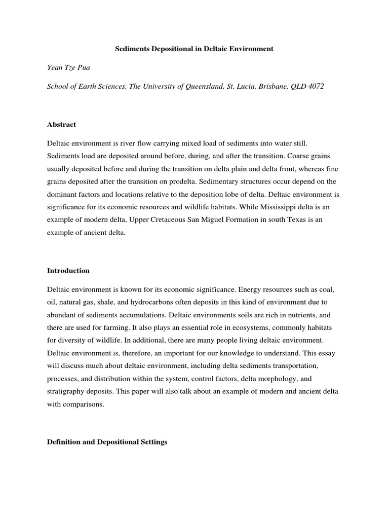 Sediments Depositional in Deltaic Environment | PDF | River Delta ...