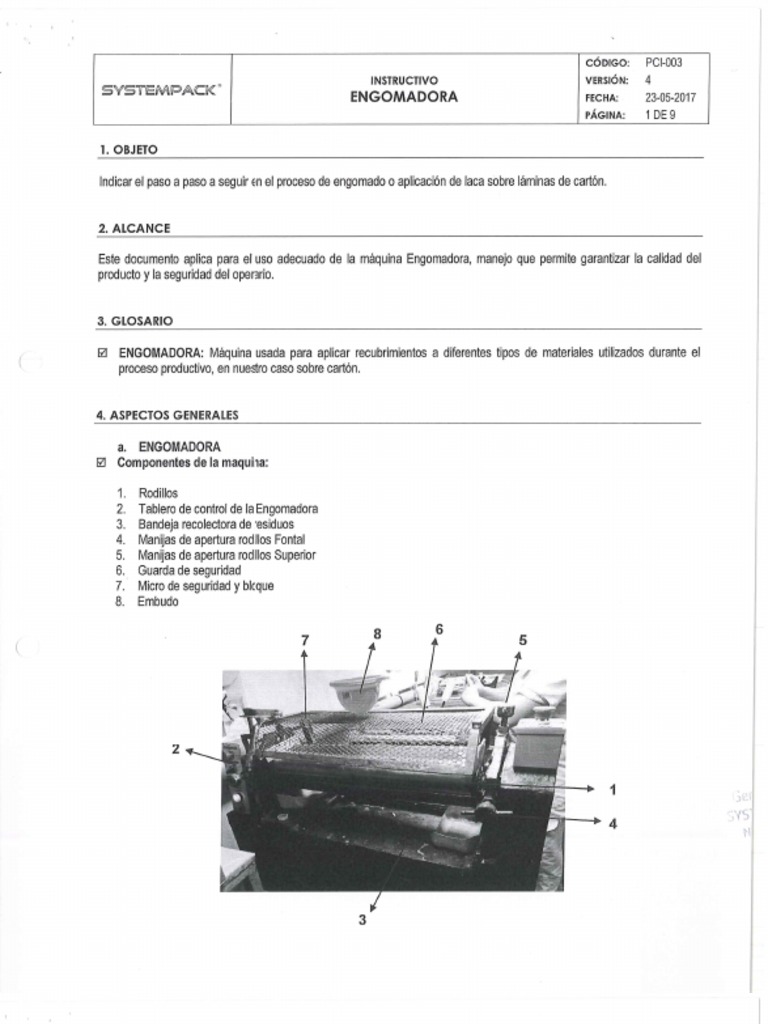 Pci-003 V4 Instructivo Engomadora | PDF