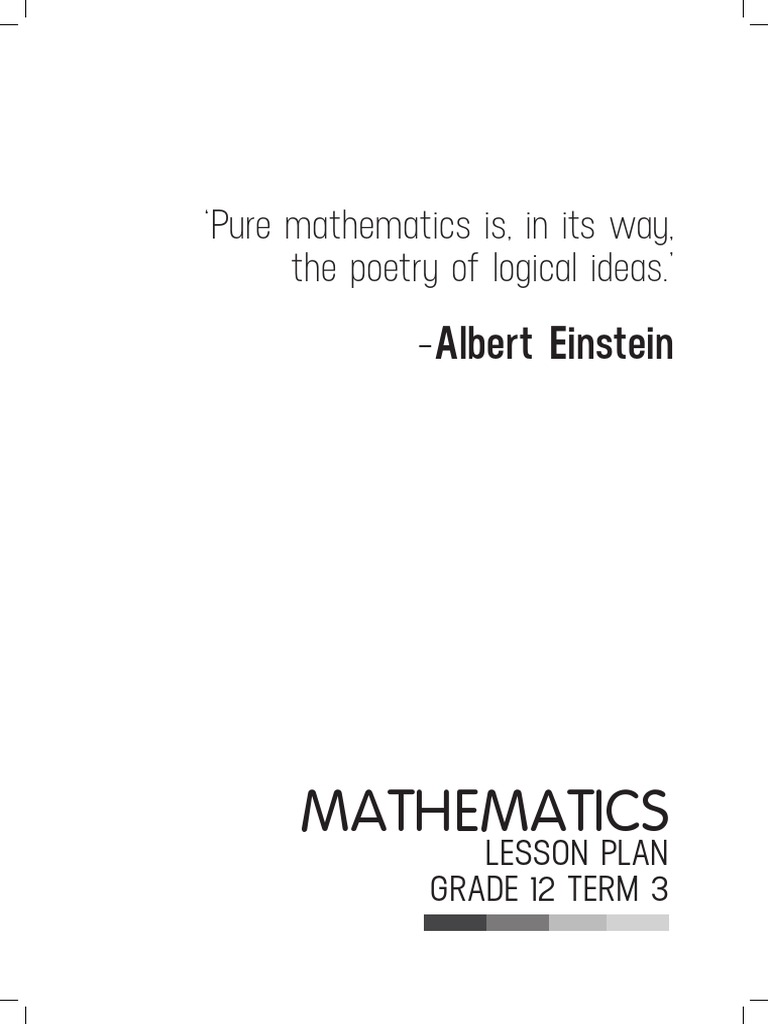 GR 12 Term 3 2019 Maths Lesson Plan | PDF