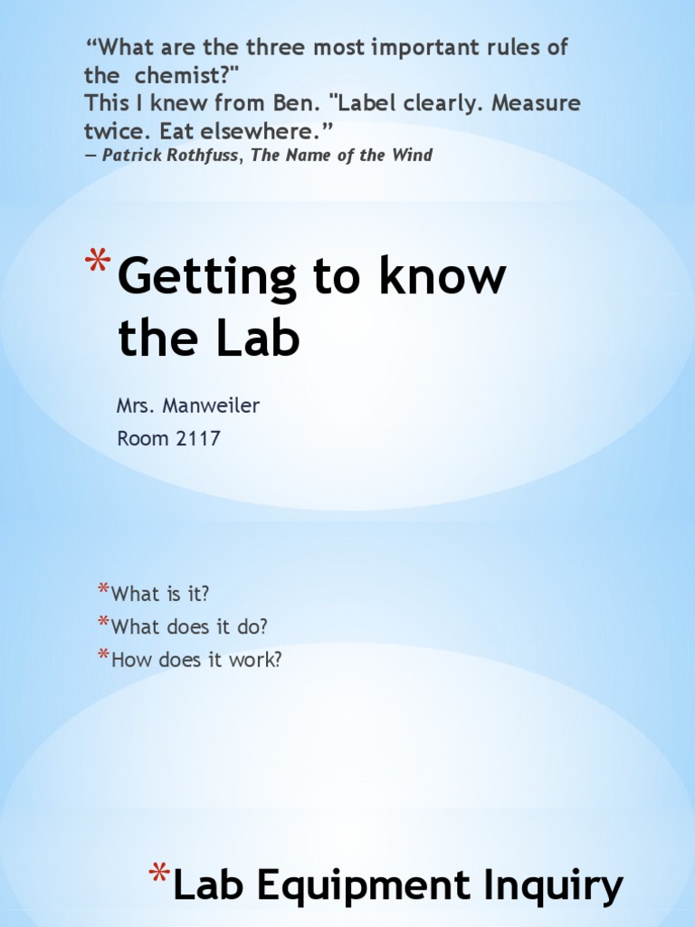 2-Getting To Know The Lab | PDF | Sodium Bicarbonate | Safety