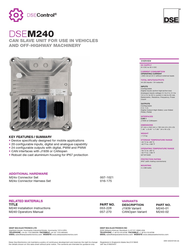 M240 Data Sheet | PDF