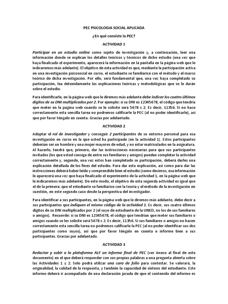 Pec Psicologia Social Aplicada | PDF